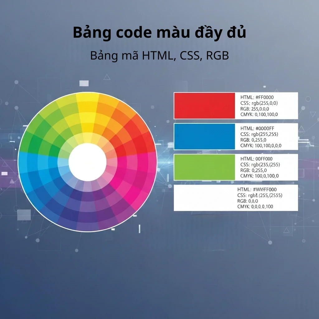 Bảng code màu HTML, CSS, RGB, CMYK chuẩn - VPSRE